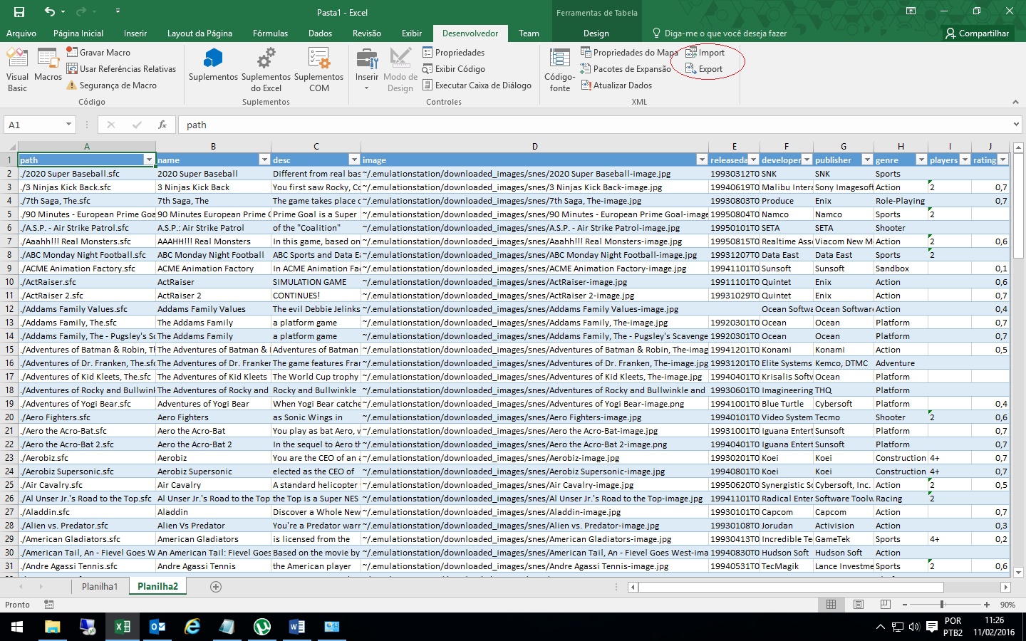 Edit gamelist in MS Excel - petrockblock